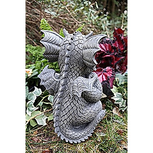 Pacific Giftware Garden Dragon Thinker Dragon Garden Display Decorative Accent Sculpture Stone Finish 10 Inch Tall