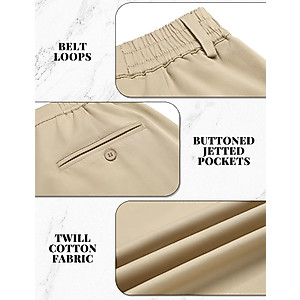 COOFANDY Slacks for Men Khaki Chino Pants Relaxed Fit Flat Front Long Trousers, Light Khaki, XL