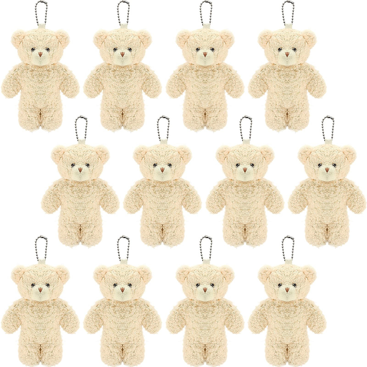 12 Pack Brown Mini Teddy Bears , 4.7 inch Tiny Soft Stuffed Teddy Bear, Small Plush Bears Bulk for Birthday Party Decor Valentine's Day Gift Graduation Party Favors Bag DIY Keychain Crafts