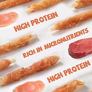 Pawmate Chicken Wrapped Rawhide Sticks, Long Lasting Dog Treats High Protein Dog Chews Trainning Snacks Natural Chicken Treats for Small Medium Large Dogs 20-21 Count