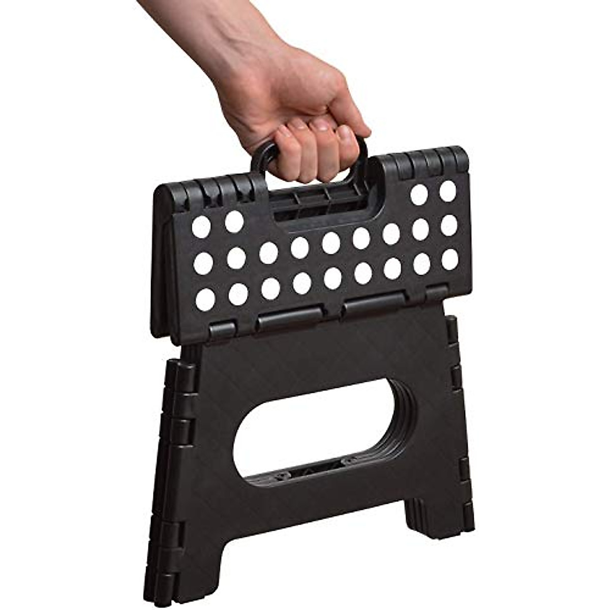 EFAILY Folding Step Stool,11 Inches Wide with Handle for Kitchen, Bedroom, Bathroom ,Kids or Adults (Black)