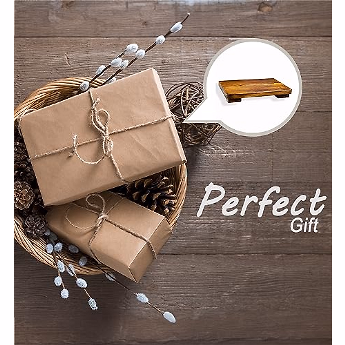 HNQCPCVU Wood Riser, Beautiful Wood Pedestal Stand, Charming Wood Risers for Decor (Rectangle)