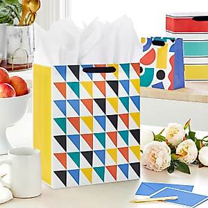 Hallmark Assorted Gift Bags (8 Bags: 3 Small 6", 3 Medium 9", 2 Large 13") Colorful Stripes, Triangles, Shapes