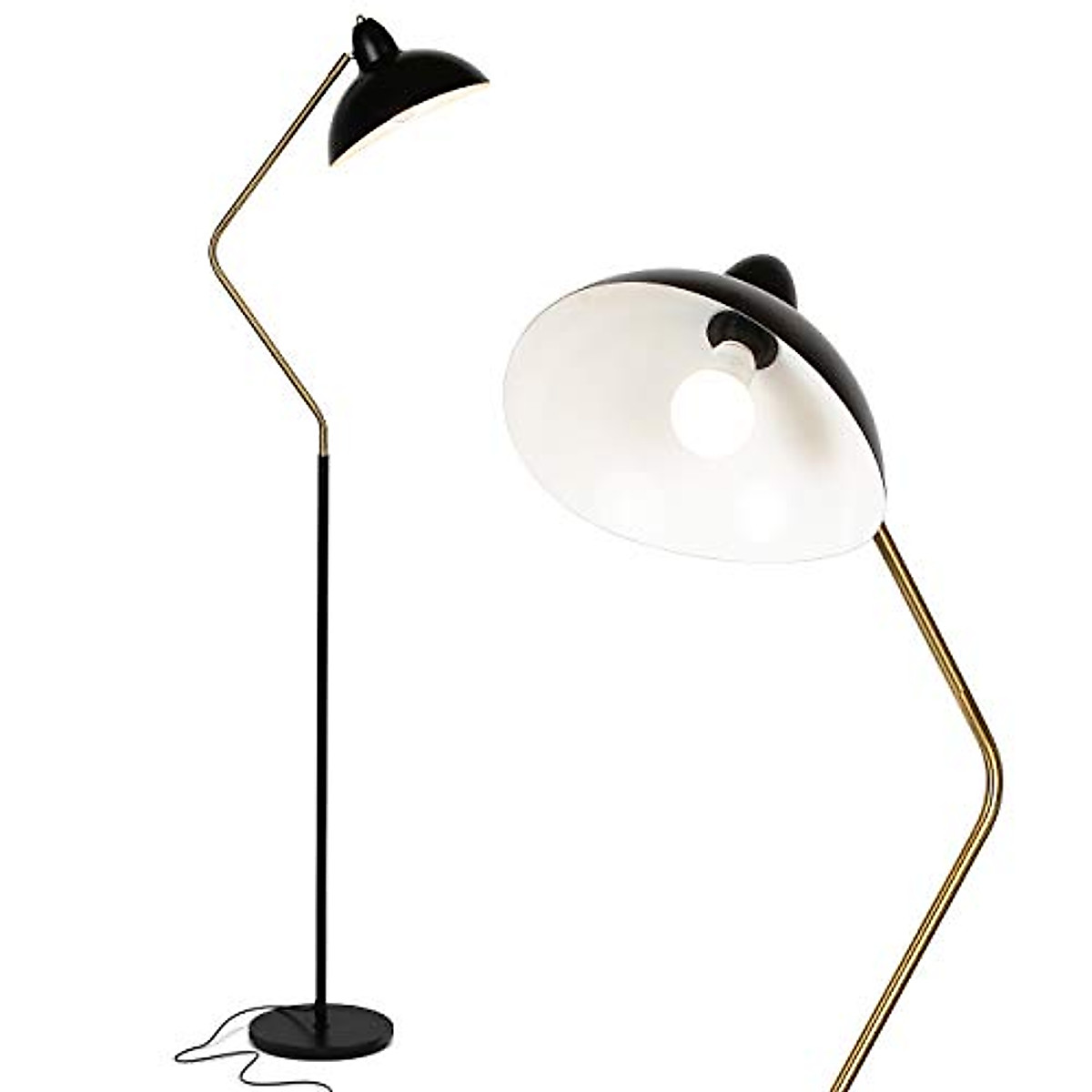 Brightech Swoop LED Floor Lamp, Tall Lamp with Adjustable Head, Modern Lamp for Living Rooms & Offices, Standing Lamp with Heavy Base for Bedrooms, Stunning Living Room Decor