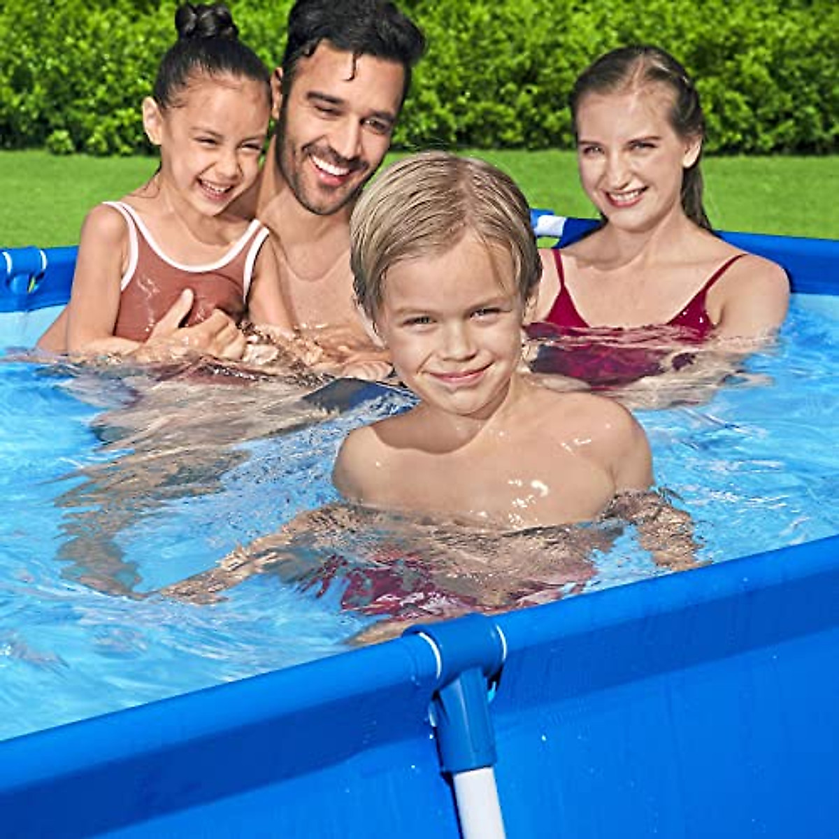 Bestway Steel Pro 8.5 Feet x 67 Inch x 24 Inch Rectangular Steel Frame Above Ground Outdoor Backyard Swimming Pool, Blue (Pool Only)