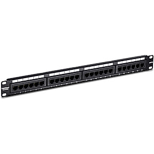 TRENDnet 24-Port Cat6 Unshielded Patch Panel, Wallmount or Rackmount, Compatible with Cat3,4,5,5e,6 Cabling, for Ethernet, Fast Ethernet, Gigabit Applications, Black, TC-P24C6 (Pack of 1)