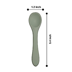 PandaEar Stay Put Silicone Suction Bowl| with Silicone Spoon BPA Free| Babies Toddlers Infants (Green)