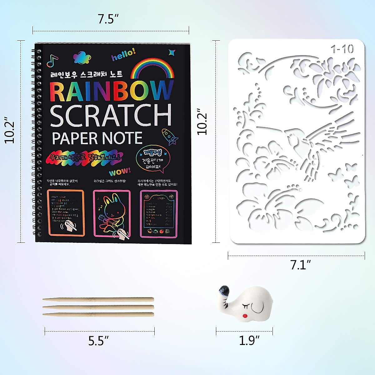 Mocoosy 3 Pack Rainbow Scratch Art Paper Notebooks, Magic Scratch Off Paper Set for Kids Arts Crafts, Black Scratch Note Doodle Pads for Drawing Christmas Gifts Birthday Game Coloring Activity