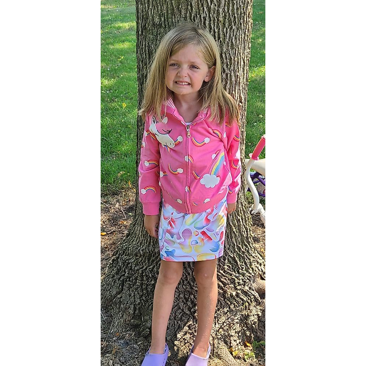 Popshion Baby Girls Unicorn Sweaters Zipper Rainbow Hooded Sweatshirt Toddler Christmas Coat Hoodies Outerwear Kids Winter Jacket 5t