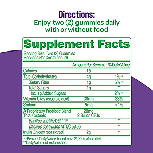 Culturelle Daily Probiotic Gummies for Women & Men, Berry Flavor, 52 Count, Naturally-Sourced Daily Probiotic + Prebiotic for Digestive Health, Non-GMO & Vegan