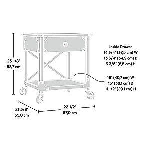 Sauder Steel River Side Table, L: 22.44" x W: 21.65" x H: 23.11", Carbon Oak Finish