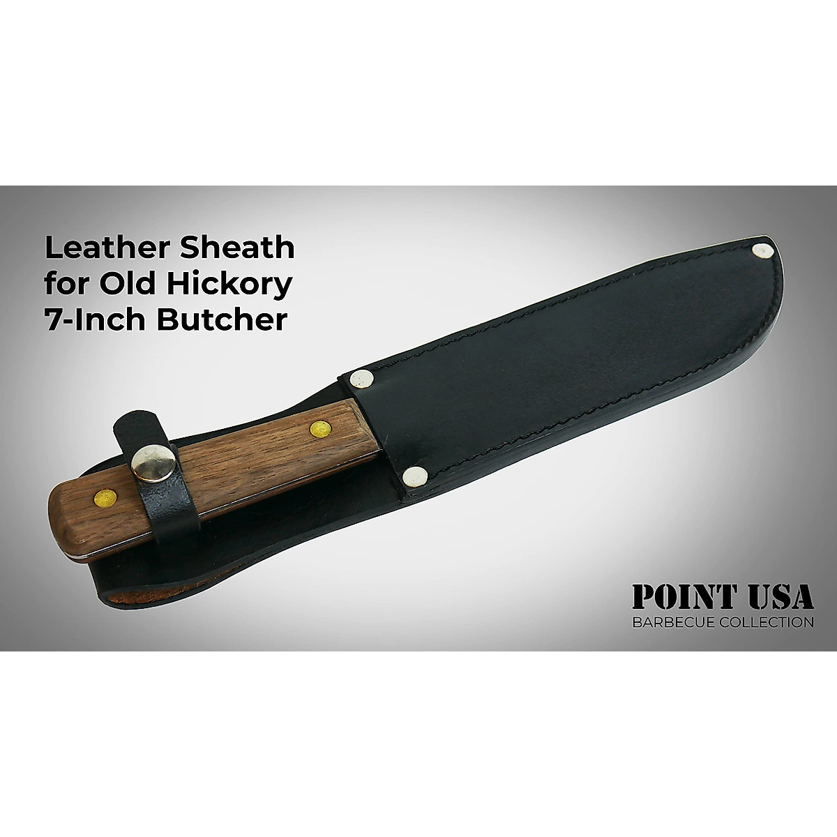 Generic 7 inch Knife Sheath - Made to Fit 7-Inch Old Hickory Butcher Knives OKC Leather with Belt Loop in Color Black (7 Inch)