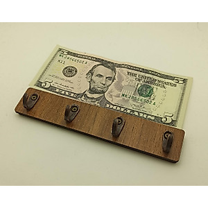 Generic Minimalist 4 Hook Key Holder Key Hooks, Rack for Entryway, Wall, Kitchen, Bedroom,Locker and Door Mount Suitable Organize Car Keys, House Keys. (Rectangular), Walnut