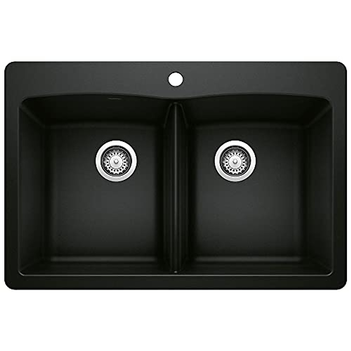 BLANCO Diamond Silgranit 50/50 Double Bowl Undermount or Drop-In Kitchen Sink, 33x22x9.5, Coal Black