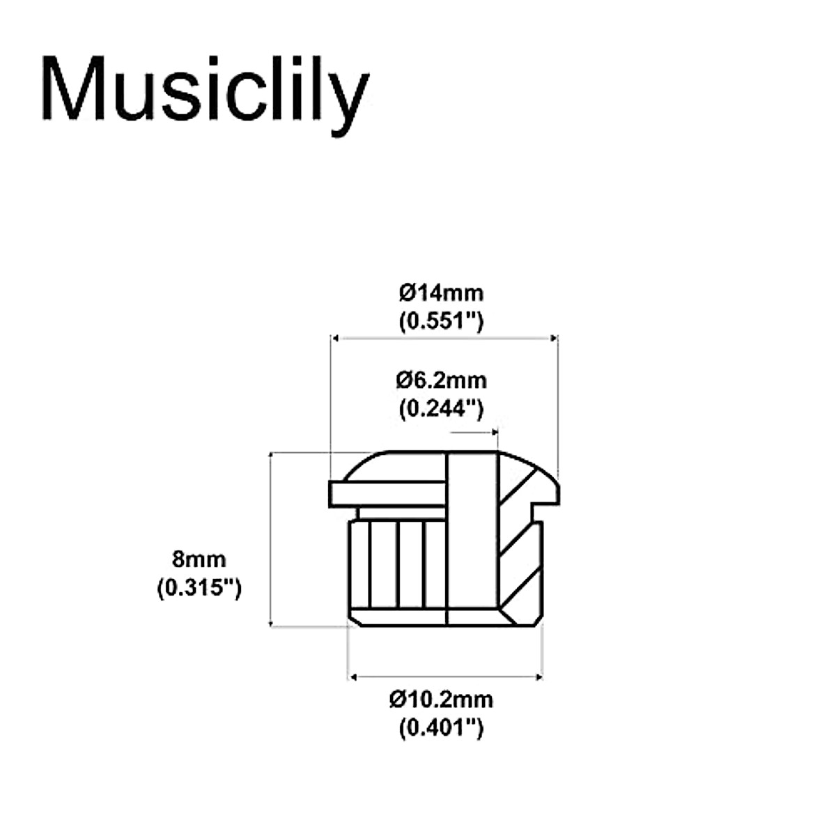 Musiclily Pro 6mm to 10mm Vintage to Modern Sized Guitar Tuner Conversion Bushings Tuning Pegs Adapter Ferrules, Chrome (Set of 6)