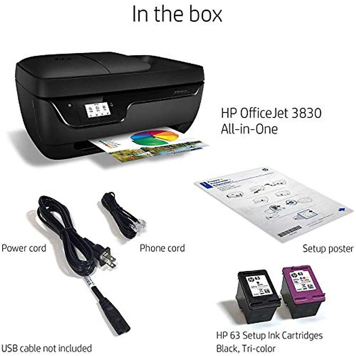 HP OfficeJet 3830 All-in-One Wireless Color Printer, HP Instant Ink, Works with Alexa (K7V40A)