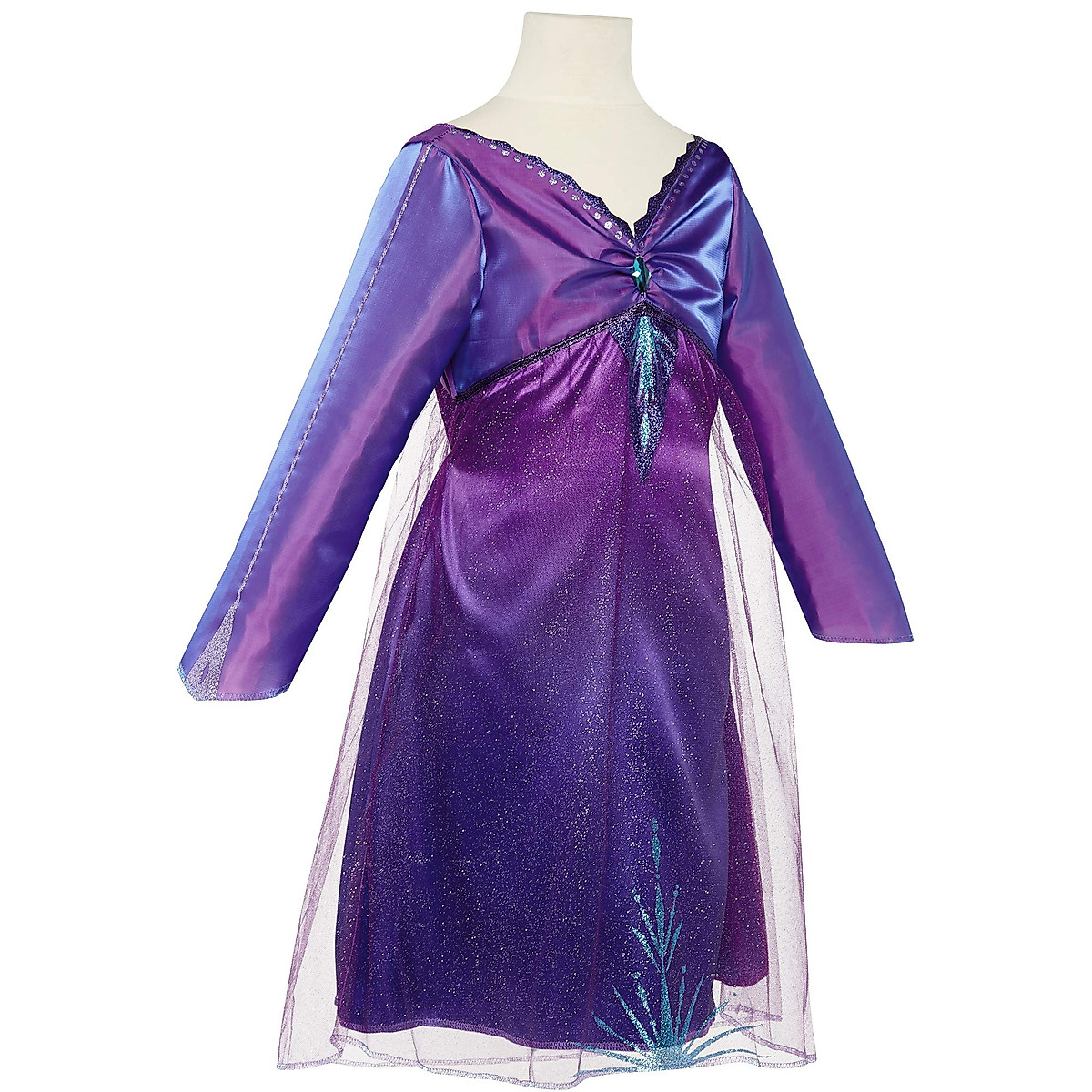 Disney Frozen Frozen 2 Elsa Purple Role-Play Dress with Diamond Gem, Fits Sizes 4-6x [Amazon Exclusive]
