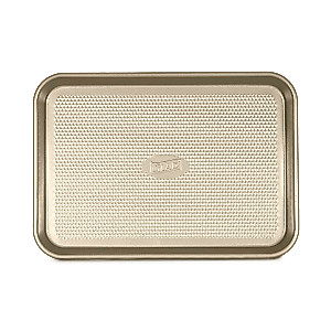 Glad Premium Nonstick Cookie Sheet – Heavy Duty Baking Pan with Raised Diamond Texture, Small, Gold