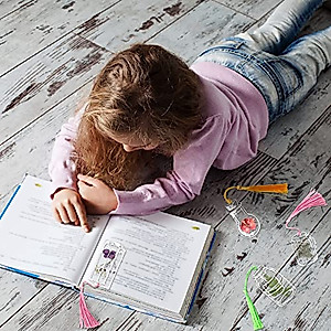 120 Pieces Large Size Transparent Dried Flower Bookmarks Kit Cute Bottle Shaped Flower Bookmark Maker Handmade DIY Transparent Floral Page Clear Floral Bookmark Point Tweezer Hole Punch