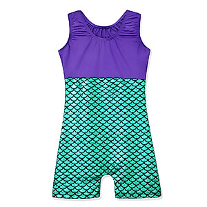 HOZIY Mermaid Leotards for Girls Gymnastics 4t 5t Green Purple Toddlers Bodysuits Dance Wear