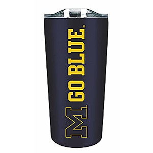 Campus Colors Stainless Steel, Double Walled, Vacuum Insulated, Reusable Tumbler with Slider-Top Lid for Travel, Sports, and Coffee, 18 oz (Michigan Wolverines - Blue,)