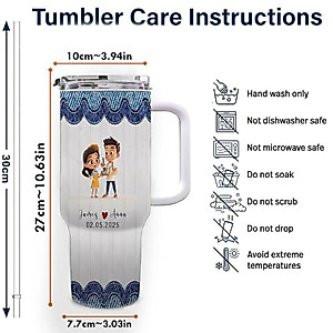 Custom 40oz Tumbler with Handle – wedding rehearsal dinner-Personalized Couple Gift for Anniversary Wedding Gift, Birthday, Mother's Day, Valentine’s Day J1cNzE