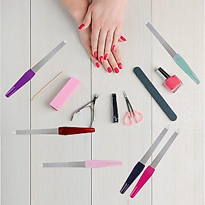 Metal Nail File (6 Pcs), Nail Files for Natural Nails Made of Stainless Steel, Sword Fingernail Files with Sharp Pointed Tip Non Slip Handle, Diamond Finger Nail Filers for Women Sapphire Grit