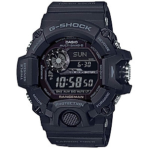 Casio mens Tactical Rangeman G-Shock Solar Atomic Watch, Black/Black, GW9400-1B