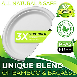 BIRCHIO 150pcs 100% Compostable Small Paper Plates (7 in), Heavy Duty, Eco Friendly Appetizer & Dessert Plates, Biodegradable Sugarcane Fiber