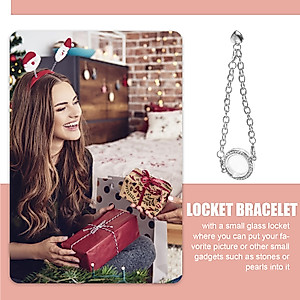 LUOEM Floating Locket Bracelet Crystal Living Memory Locket Bracelet Jewelry for Floating Charms Gift (White K)