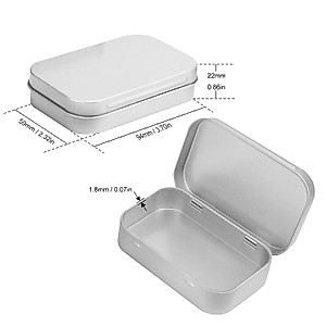 GENHAKON 40 PCS 3.7 x 2.36 x 0.86 inch, Hinged Tins Box Containers silver, Tin Box Container with hinged lids for Small Items, Such as Candy, USB Cable, Pills, Earring, Jewelry Craft, Etc