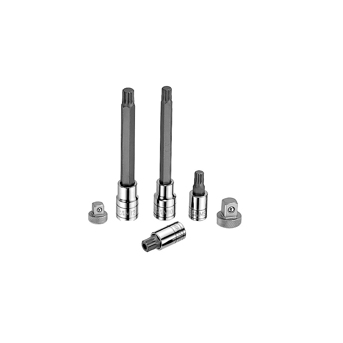 Kauplus 16 Pcs XZN Triple Square Spline Bit Socket Set- Short & Extra Long (140MM), W/Adapter 1/4" x 3/8" & 3/8" x 1/2", M4-M13, Tamper Proof M14-M18
