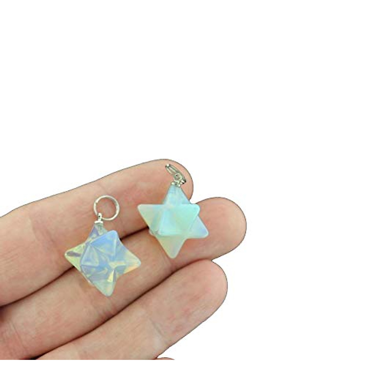 Bohemian Findings Natural Opalite Merkaba Star Pendant 3D - GEM034