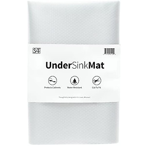S&T INC. Under Sink Mat, Shelf Liner for Kitchen Cabinet Non Adhesive, Waterproof and Plastic Kitchen Shelf Liner, Clear, 24 in. x 48 in.