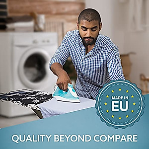 Bartnelli Pro Luxury Ironing Board - Extra Wide 51x19” with Heavy Duty Steam Iron Rest, and Wheels for Easy Storage, Adjustable Height, T-Leg, Foldable, European Made