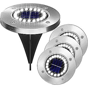 SUNTOUCH TREASURES Solar Ground Lights - 20 LED, 12 Pack Outdoor Disk Lights - Waterproof in-Ground Garden Light Set for Pathway, Lawn - Bright Landscape Lighting for Yard, Patio, Walkway