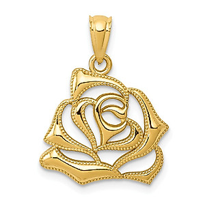 Jewels By Lux 14K Yellow Gold Polished Open Rose Pendant