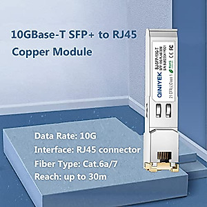 QINIYEK 10G SFP+ to RJ45 Transceiver, 10GBase-T Copper SFP+ Module for Cisco SFP-10G-T-S, Ubiquiti UniFi UF-RJ45-10G, MikroTik S+RJ10, Netgear AXM765, Fortinet, Cat.6a/7, up to 30m (Pack of 4)