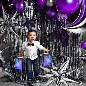 16 Pieces Galaxy Party Bags Outer Space Party Gift Treat Bags Paper Goody Candy Bags for Kids Solar System Planet Party Favors Birthday Baby Shower Supplies Decorations