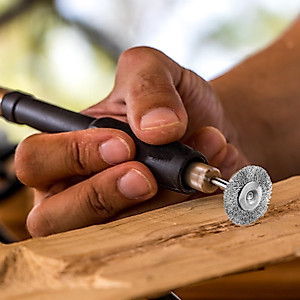 EASYIKI 15 Pieces Stainless Steel Wire Brushes, Wire Brush Wheel, Steel Wire Polishing Wheel Kits for Dremel Rotary Tools (1/8 Inch Mandrel)