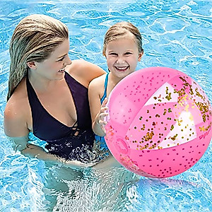 FUTUREPLUSX 2PCS Glitter Beach Balls, 16 Inch Inflatable Beach Balls Confetti Sparkling Balls for Kids Toddlers Sand Toys Summer Pool Party Favors