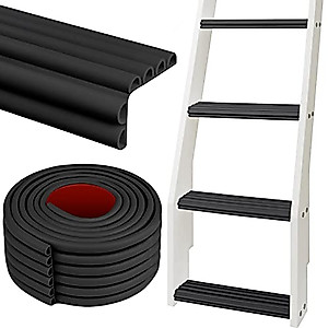 Amerbro Bunk Bed Ladder Pads - PVC Soft Corner Protectors with Strong Adhesive Bunk Bed Ladder Cover for Stair Steps Foot Comfort 6.6 ft (2M) - Black
