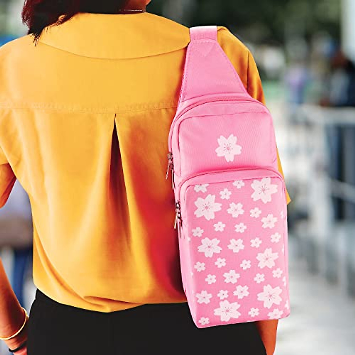 Owngen Cute Travel Bag for Nintendo Switch/ Lite / OLED, Portable Small Sling Crossbody Shoulder Carrying Storage Backpack for NS Consolo, Charging Dock, Joy-Cons, Accessories for Men, Women (Pink)