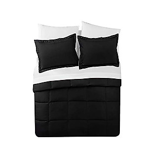 VCNY Home - Queen Bed in a Bag, Reversible 7-Piece Bedding Set, Stylish Room Decor (Lincoln Black/White, Queen)