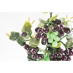 Vintage Chinese Carved Semi Precious Stone Grapes Bonsai Tree # 2016