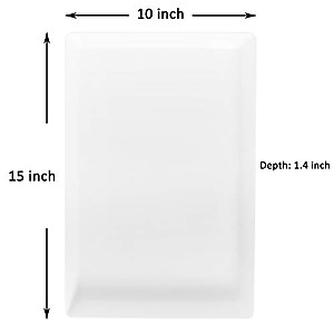 Youngever 3 Pack Plastic Serving Trays, Serving Platter for Parties, Sturdy ABS Material, 15 inch x 10 inch (White)