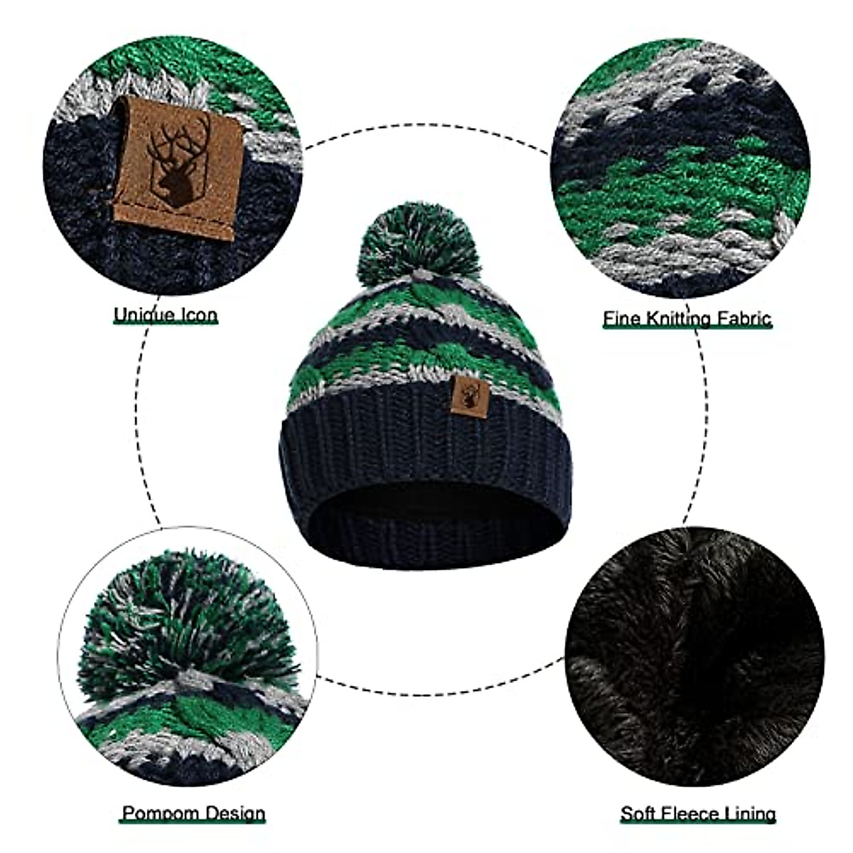 Boys Winter Hat Scarf and Gloves Set for Kids Warm Knitted Hat Mittens and Fleece Neck Warmer Scarf Set for Boys Girls 3pcs