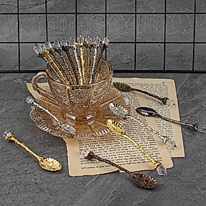 Framendino, 50 Pack Retro Coffee Spoons Vintage Crystal Alloy Tea Spoons for Home Kitchen Office