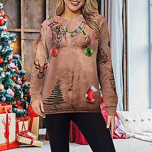 Christmas Shirts Womens Witch Shirts elk Print tee Tops Party Slim Western Athletic Shirts Pullover Black Bomber Jacket Women Plaid Shirts for Women Blouse Tops