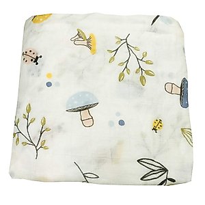 Organic Cotton Soft Muslin Swaddle Blankets Premium Receiving Blanket|Toddler| Bath Towels | Wraps Neutral Receiving Blanket for Boys and Girls (Mushroom)